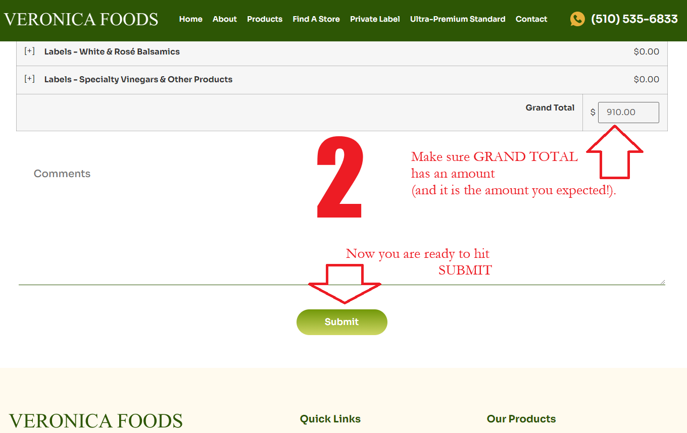 Order Instructions – Veronica Foods